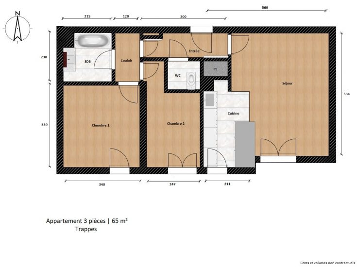 1.Plan 2D appartement 3 pièces - Reevols